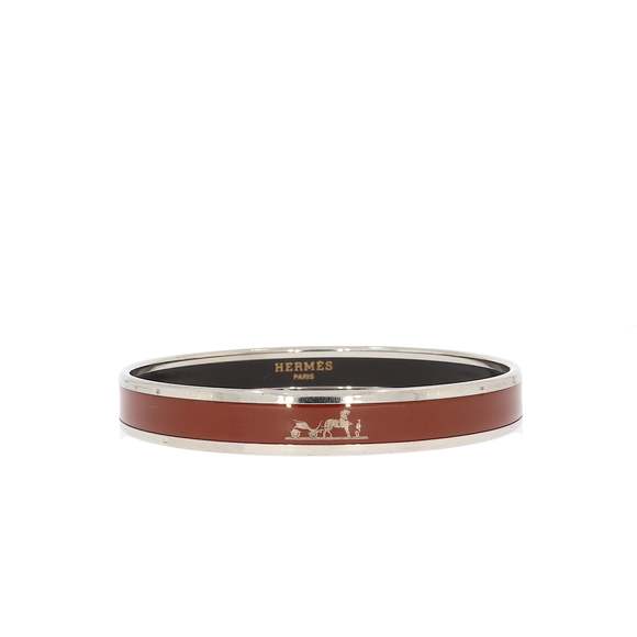 Hermes | Jewelry | Hermes Enamel Bracelet In Silver Metal | Poshmark